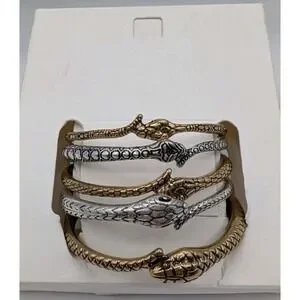 Zara | Jewelry | Zara Snake Wrap Bracelet Set Mixed Metal Serpent Cuff ...